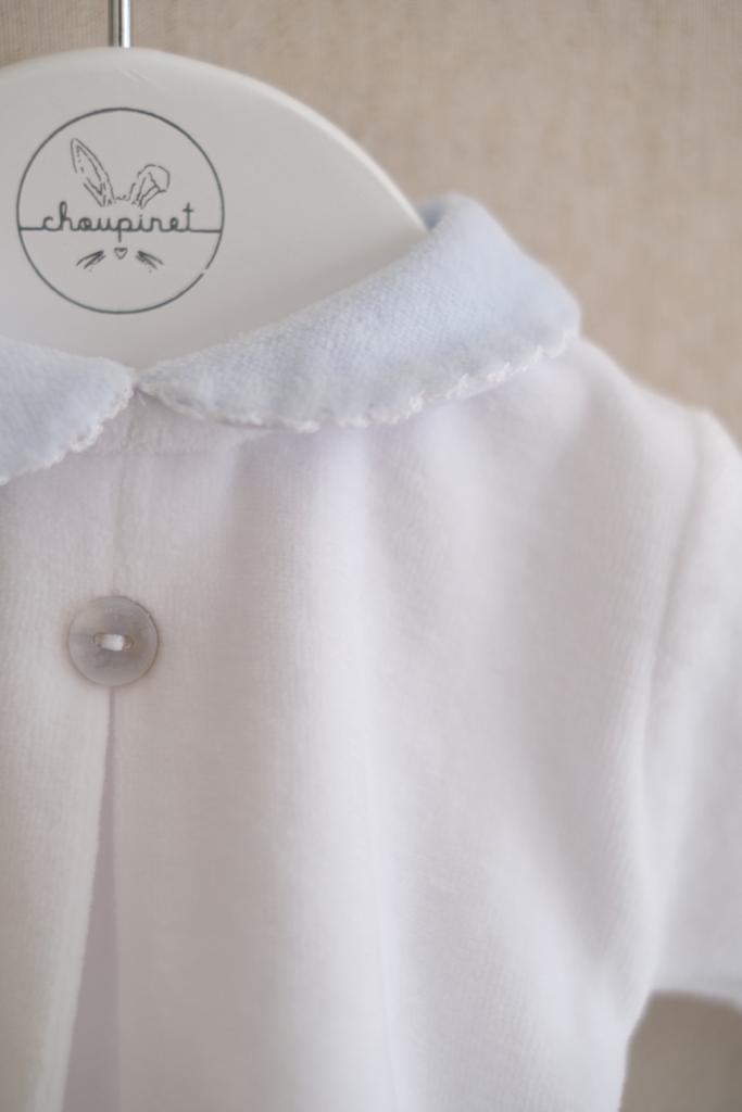 Conjunto Velour Blanco con Azul | Choupinet